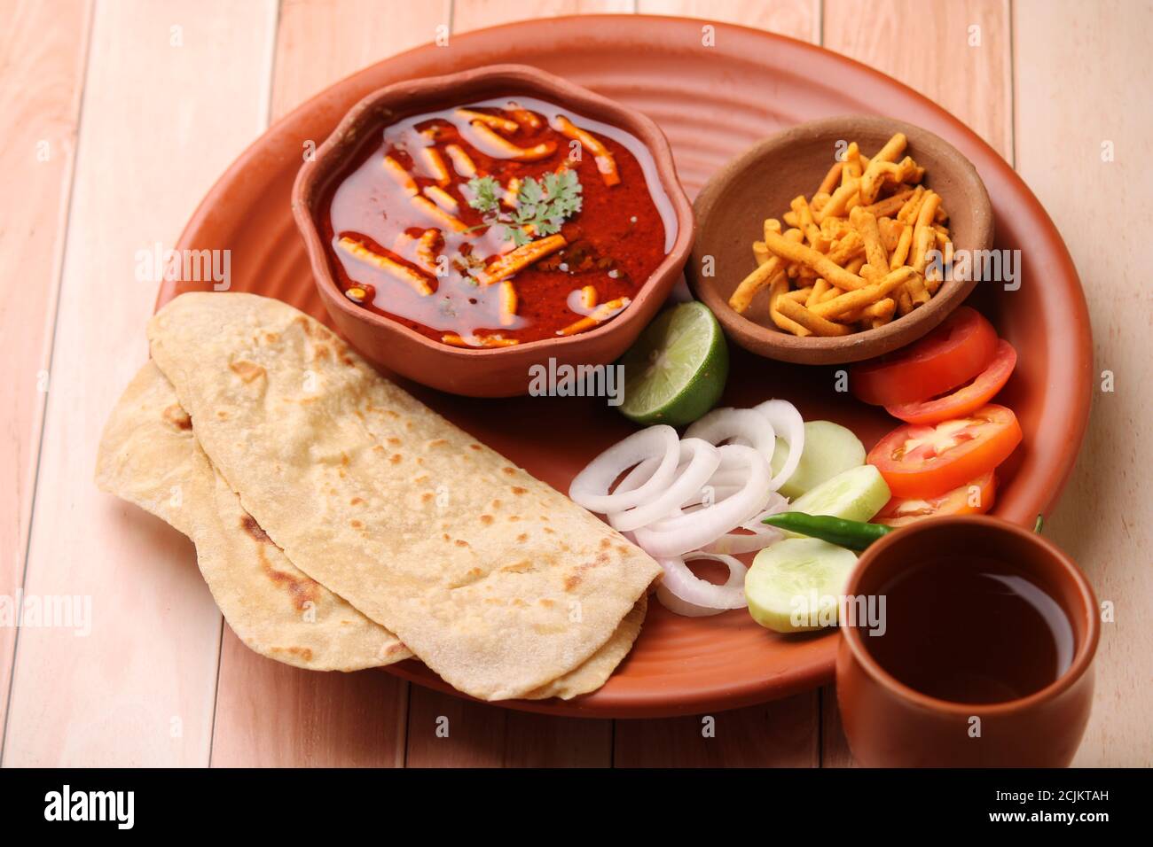 Dhaba style Sev bhaji/sabzi/curry made in tomato curry with gathiya ...