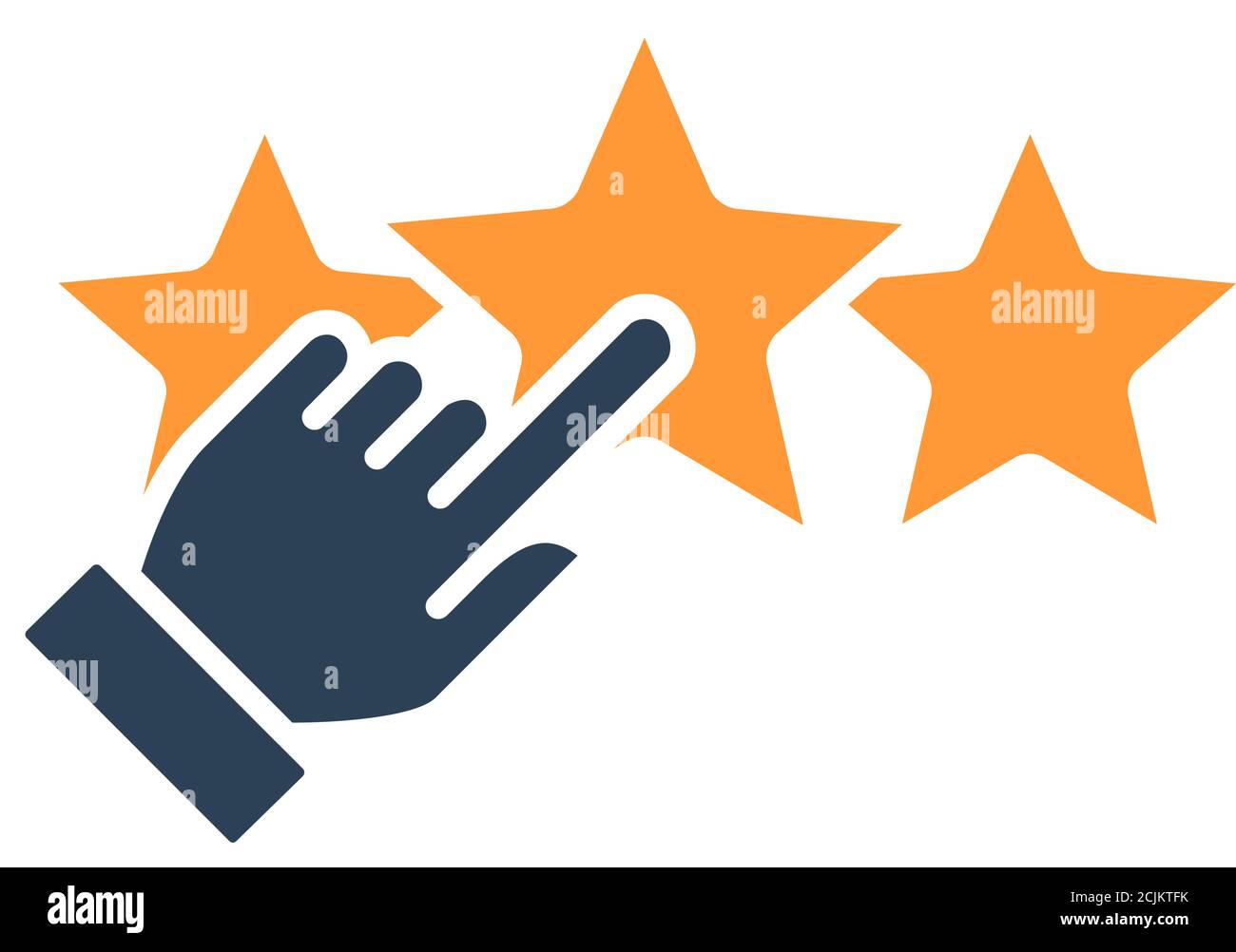 Human chooses a three stars rating colored icon. Positive customer ...