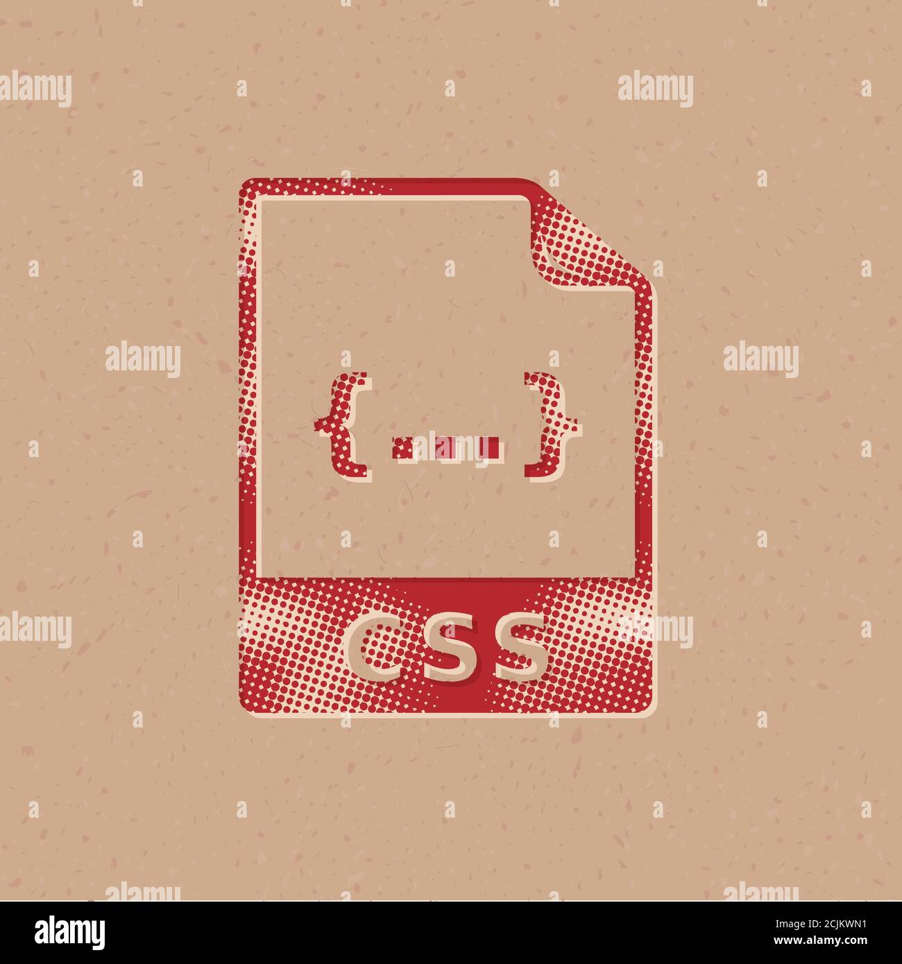 Css File Format Icon In Halftone Style Grunge Background Vector