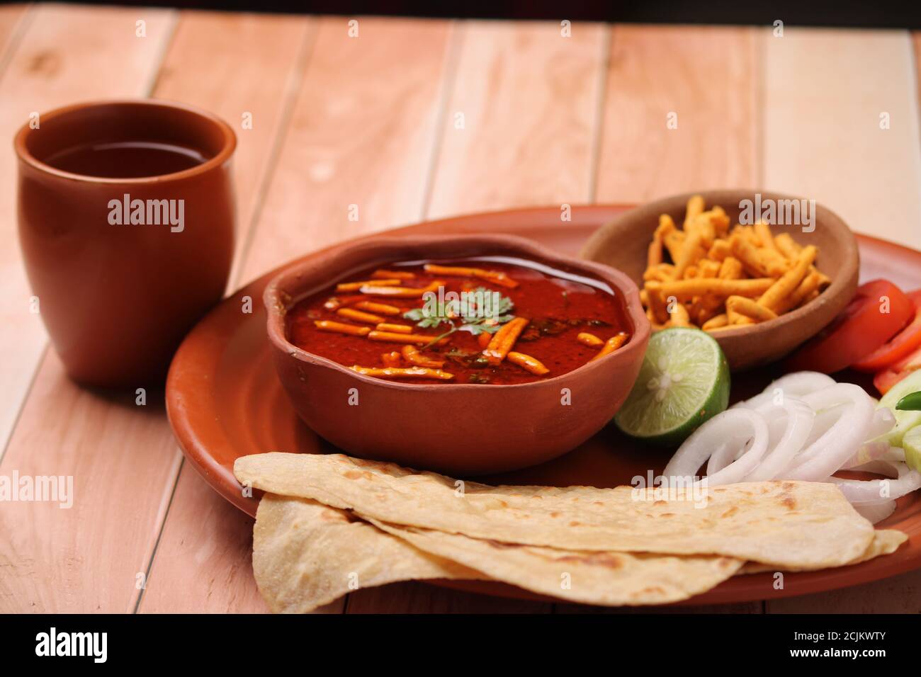 Dhaba style Sev bhaji/sabzi/curry made in tomato curry with gathiya ...