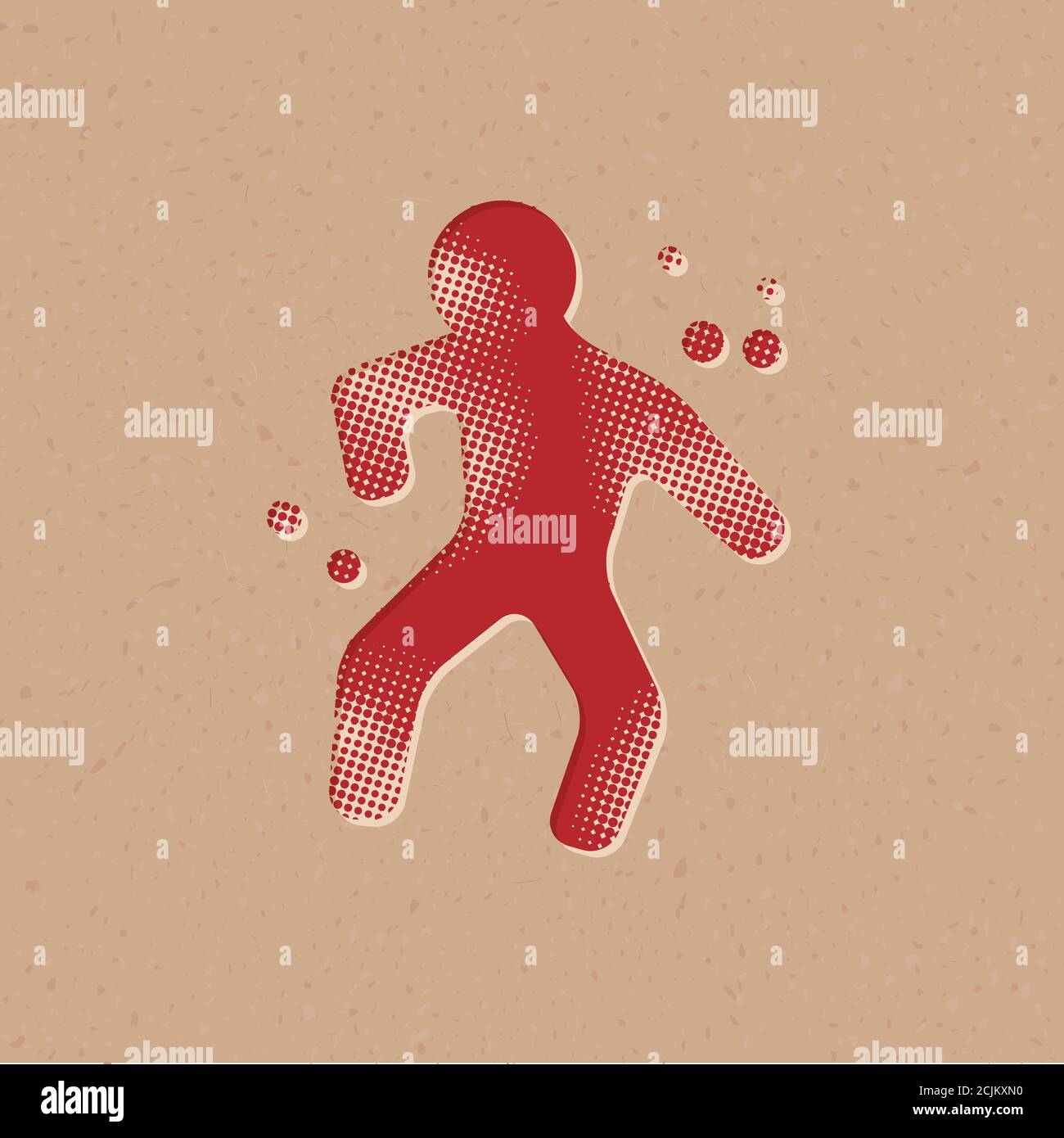 Crime victim icon in halftone style. Grunge background vector ...