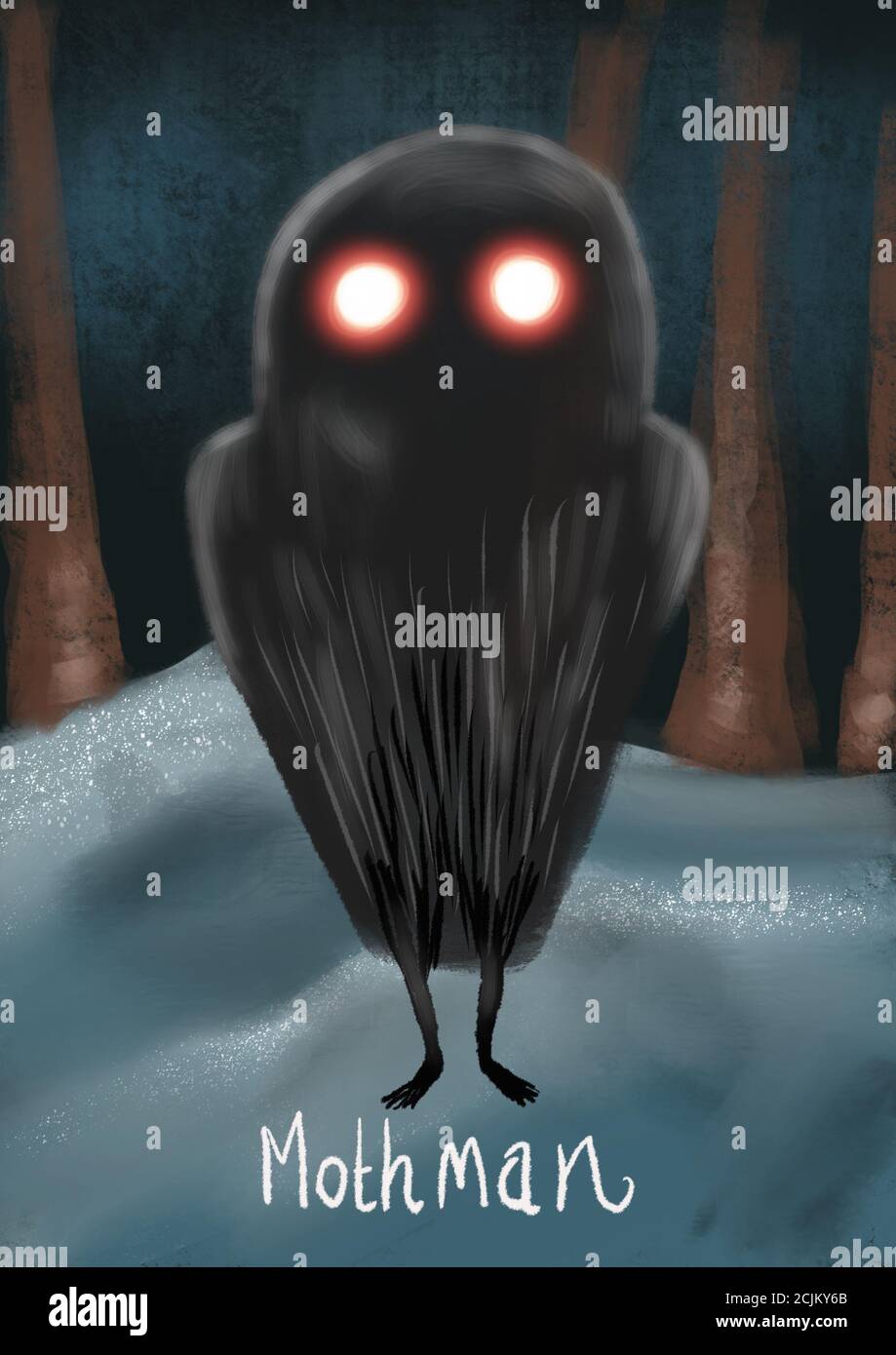 THE MOTHMAN Illustration of a Cryptid monster Stock Photo - Alamy