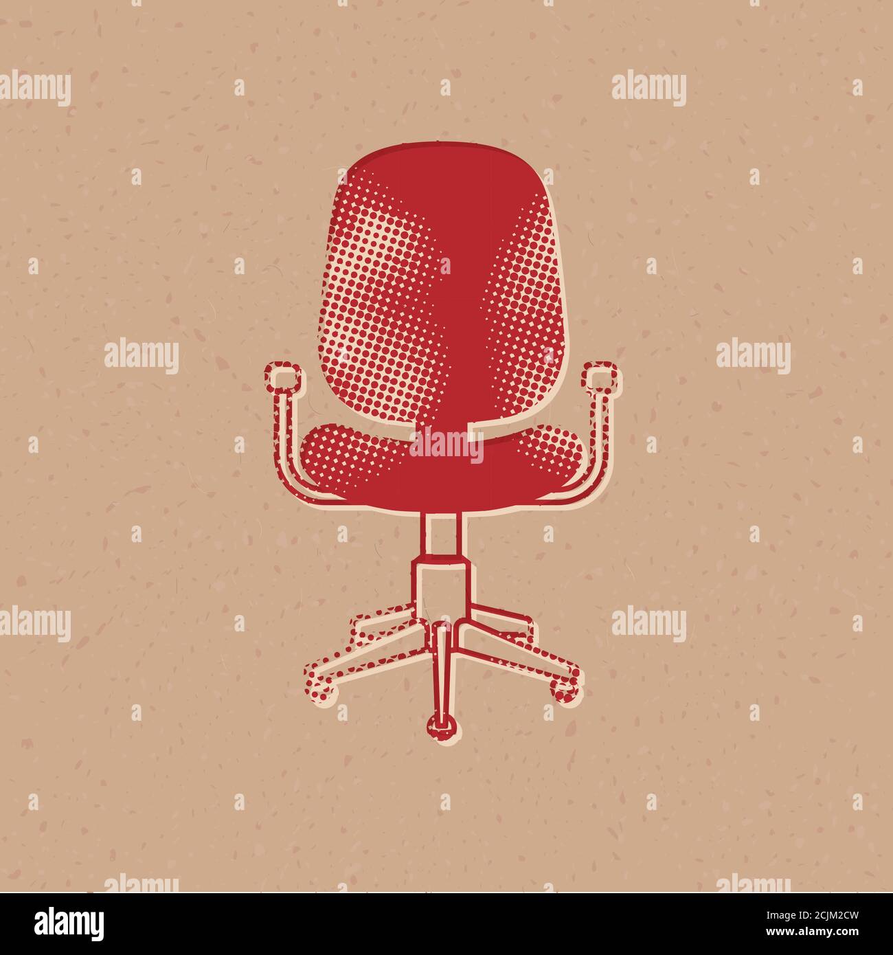 Office chair icon in halftone style. Grunge background vector ...