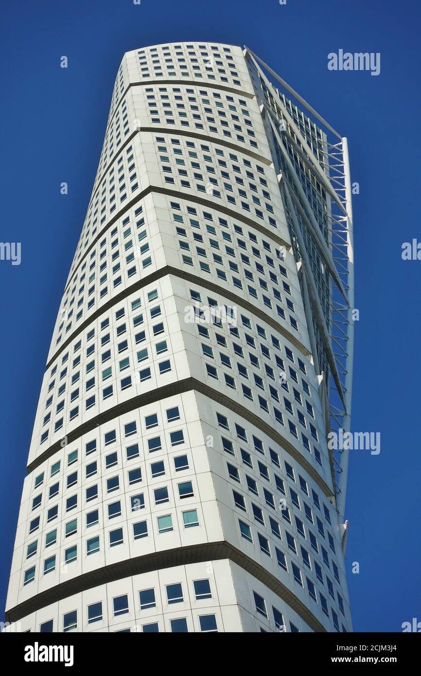 MALMO, SWEDEN -16 AUG 2020- View of the Turning Torso skyscraper, a ...