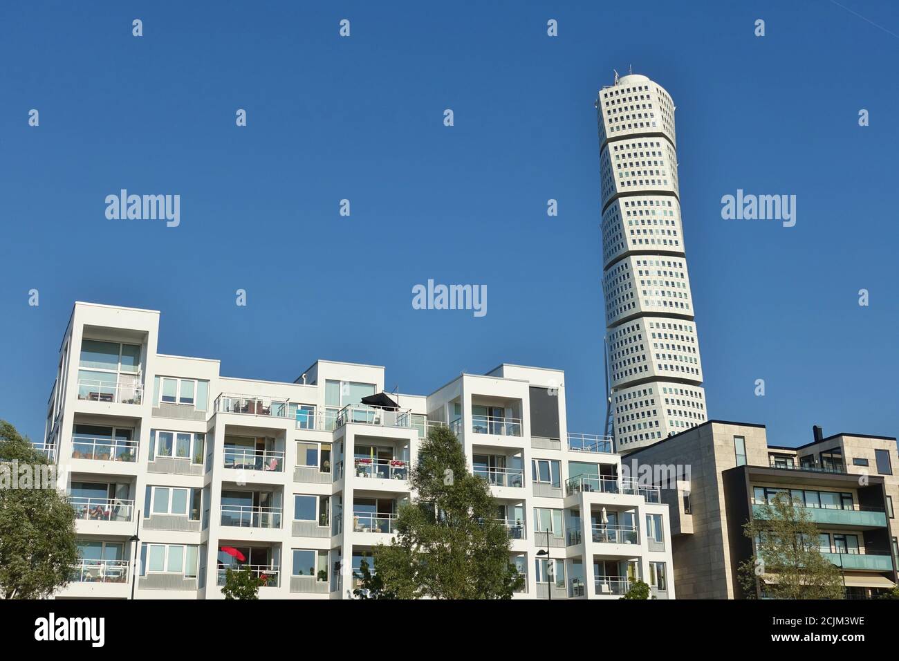 MALMO, SWEDEN -16 AUG 2020- View of the Turning Torso skyscraper, a ...