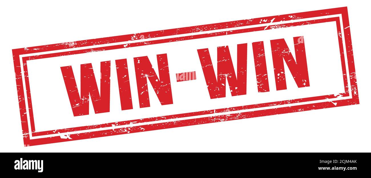 WIN-WIN red grungy rectangle stamp sign Stock Photo - Alamy