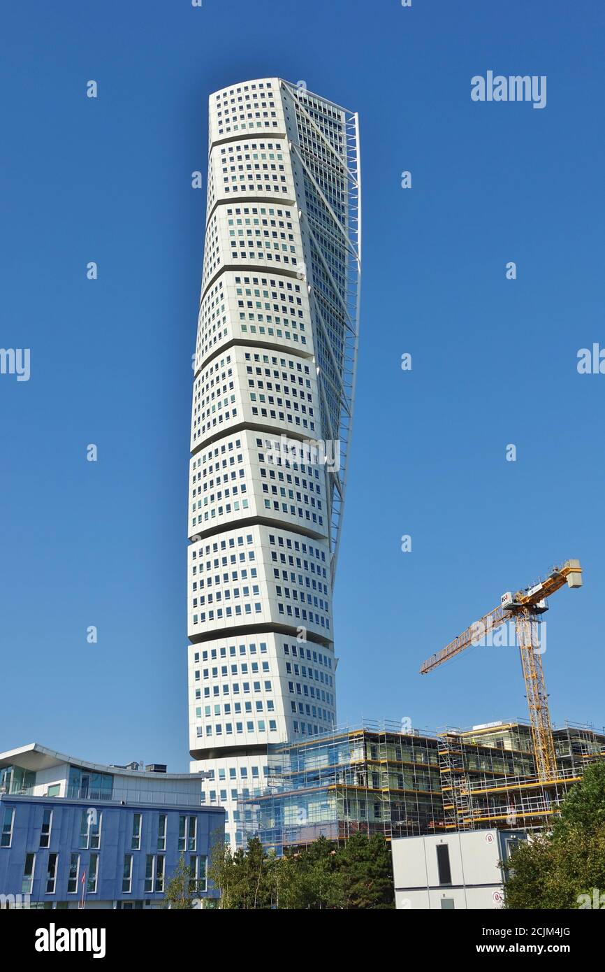 MALMO, SWEDEN -16 AUG 2020- View of the Turning Torso skyscraper, a ...