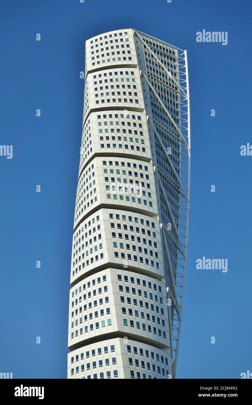 MALMO, SWEDEN -16 AUG 2020- View of the Turning Torso skyscraper, a ...