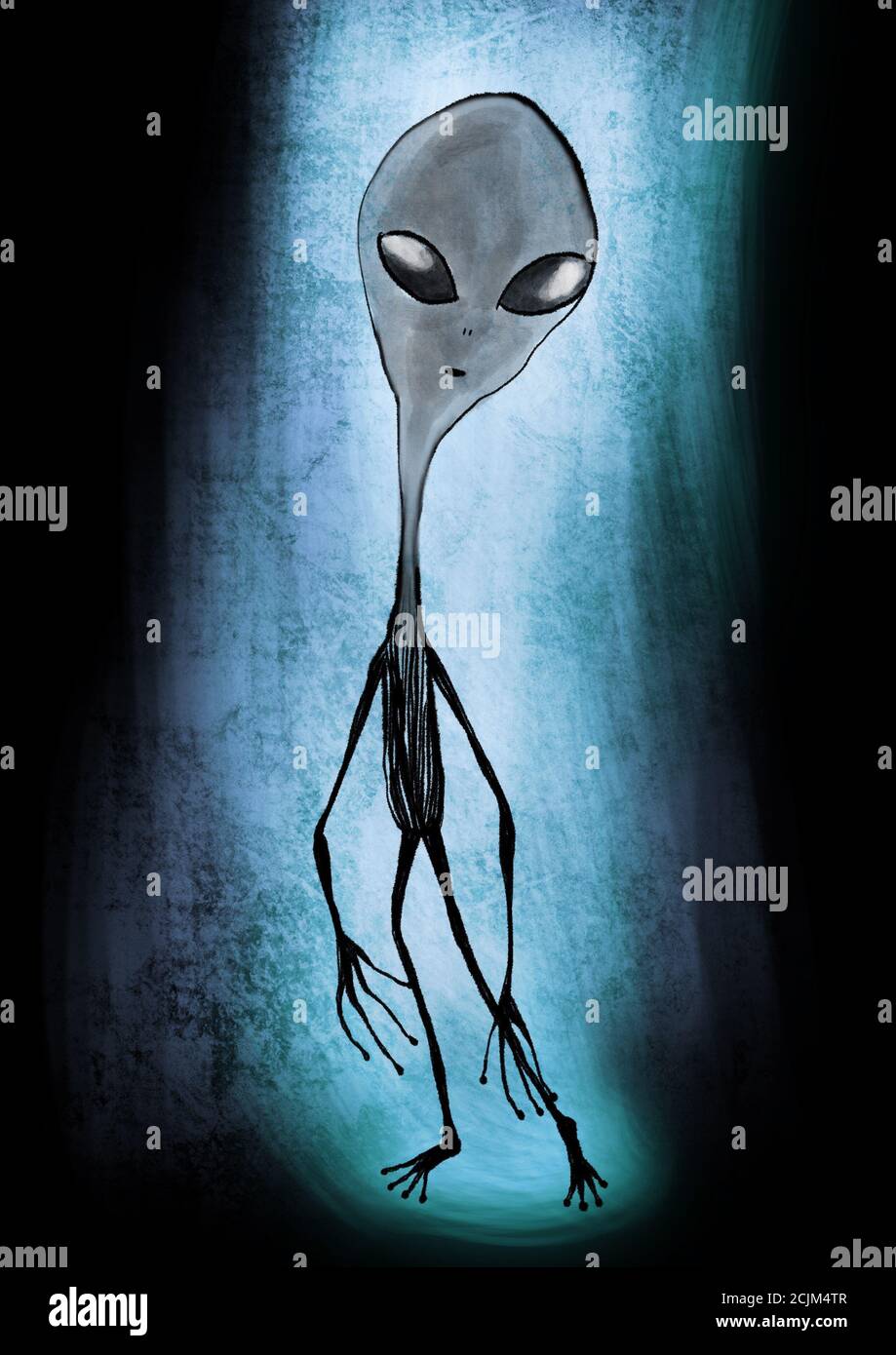 Illustration of a Supernatural Alien sighting creature Stock Photo - Alamy