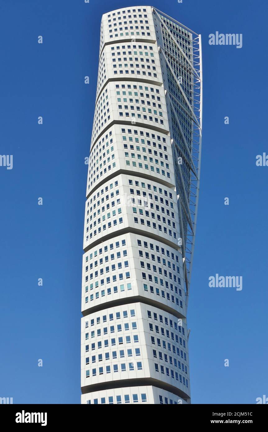 MALMO, SWEDEN -16 AUG 2020- View of the Turning Torso skyscraper, a ...