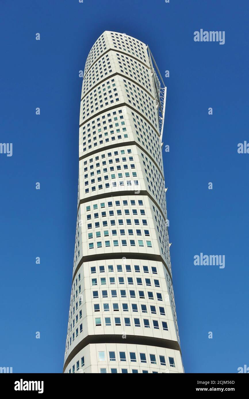 MALMO, SWEDEN -16 AUG 2020- View of the Turning Torso skyscraper, a ...