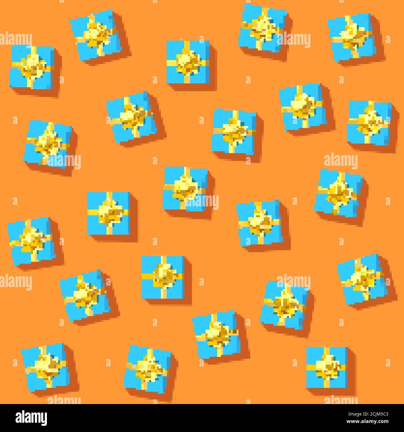 Set of blue gift boxes with golden ribbon and bow. Gift boxes randomly ...