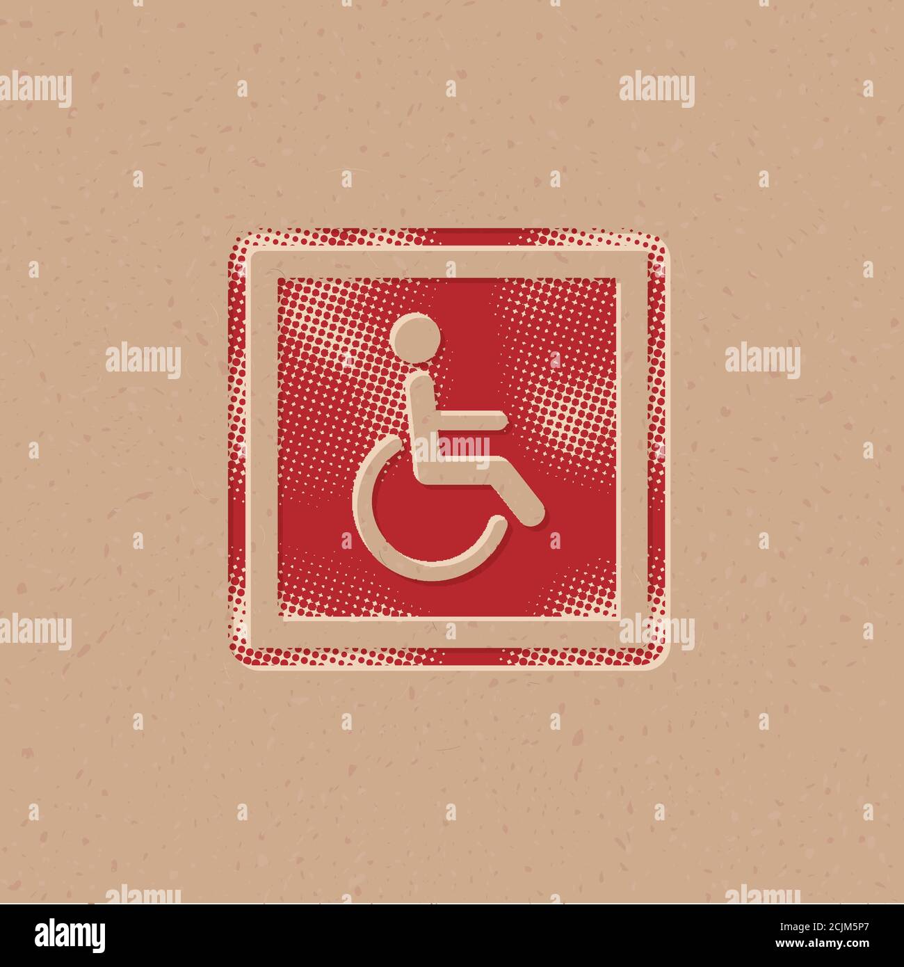 Disabled access icon in halftone style. Grunge background vector ...