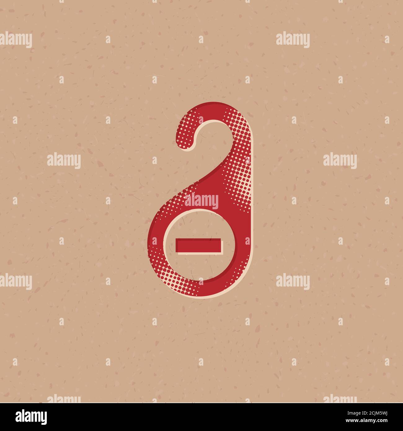 Door handle label icon in halftone style. Grunge background vector ...