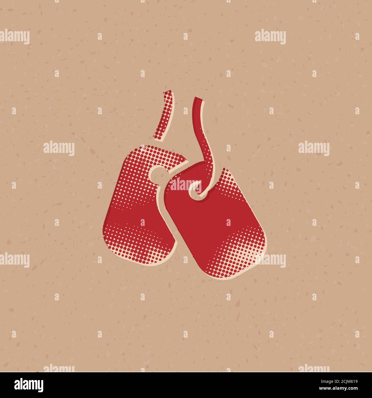 Dog tags icon in halftone style. Grunge background vector illustration ...