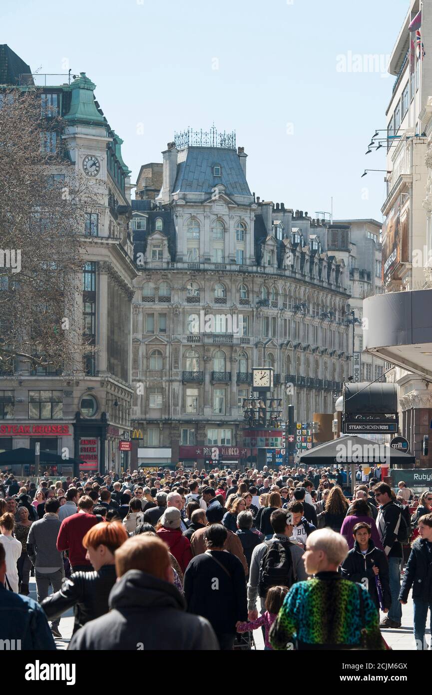 A crowded Leicester Square in London, England Stock Photo - Alamy