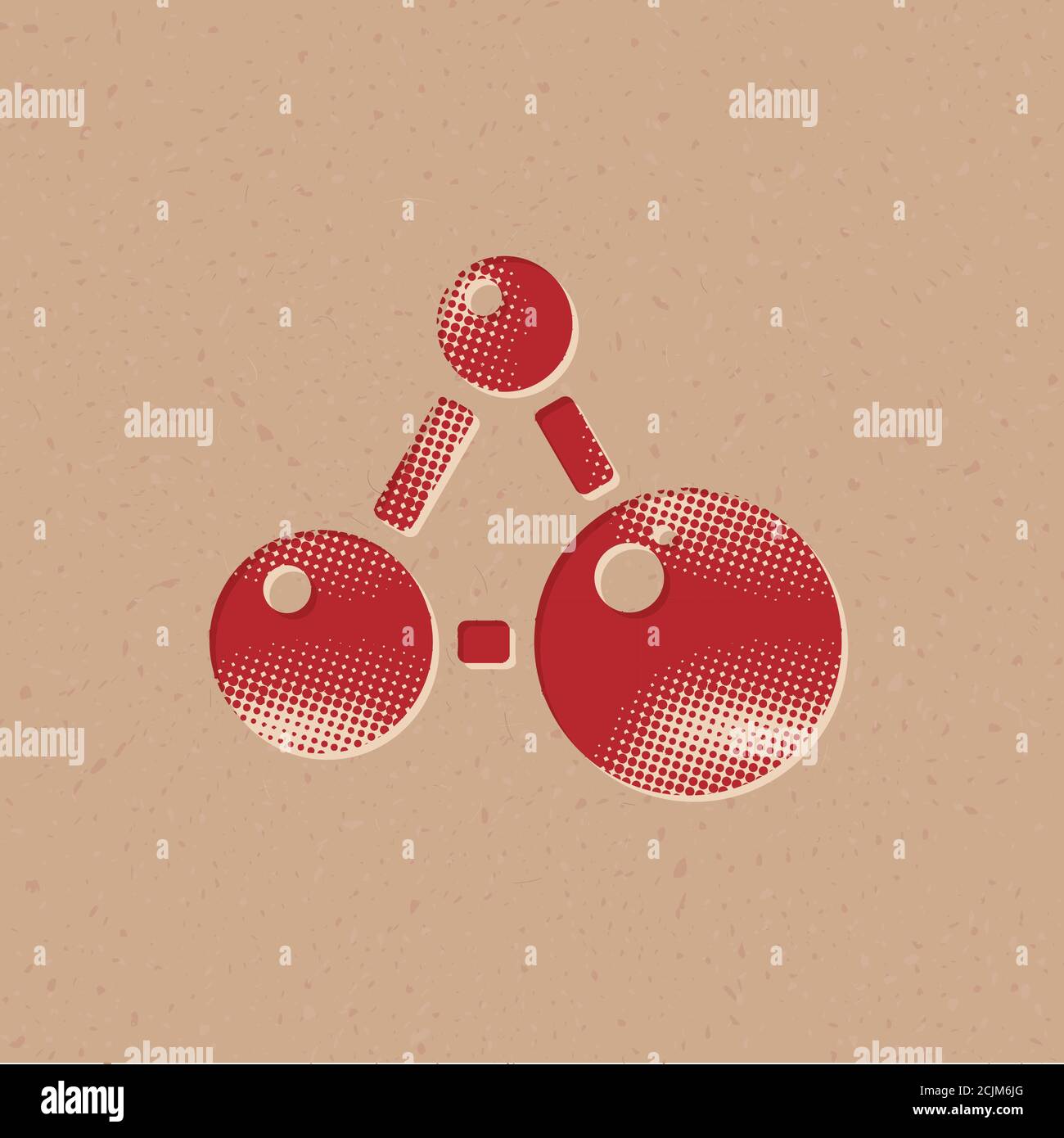 Connected dots icon in halftone style. Grunge background vector ...