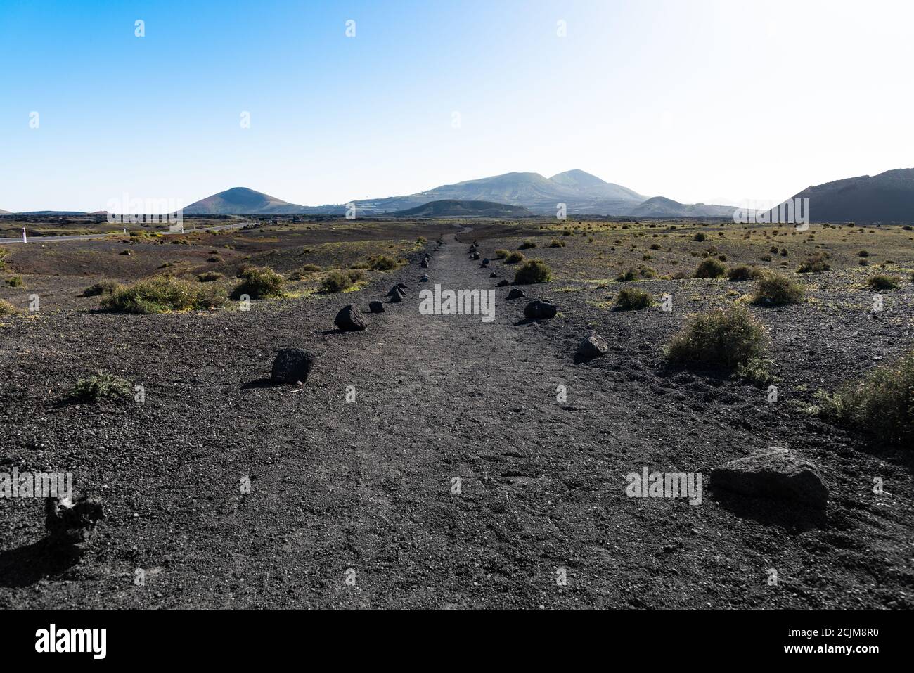 Volcanic lava walking routes and desert trekking paths near Timanfaya ...