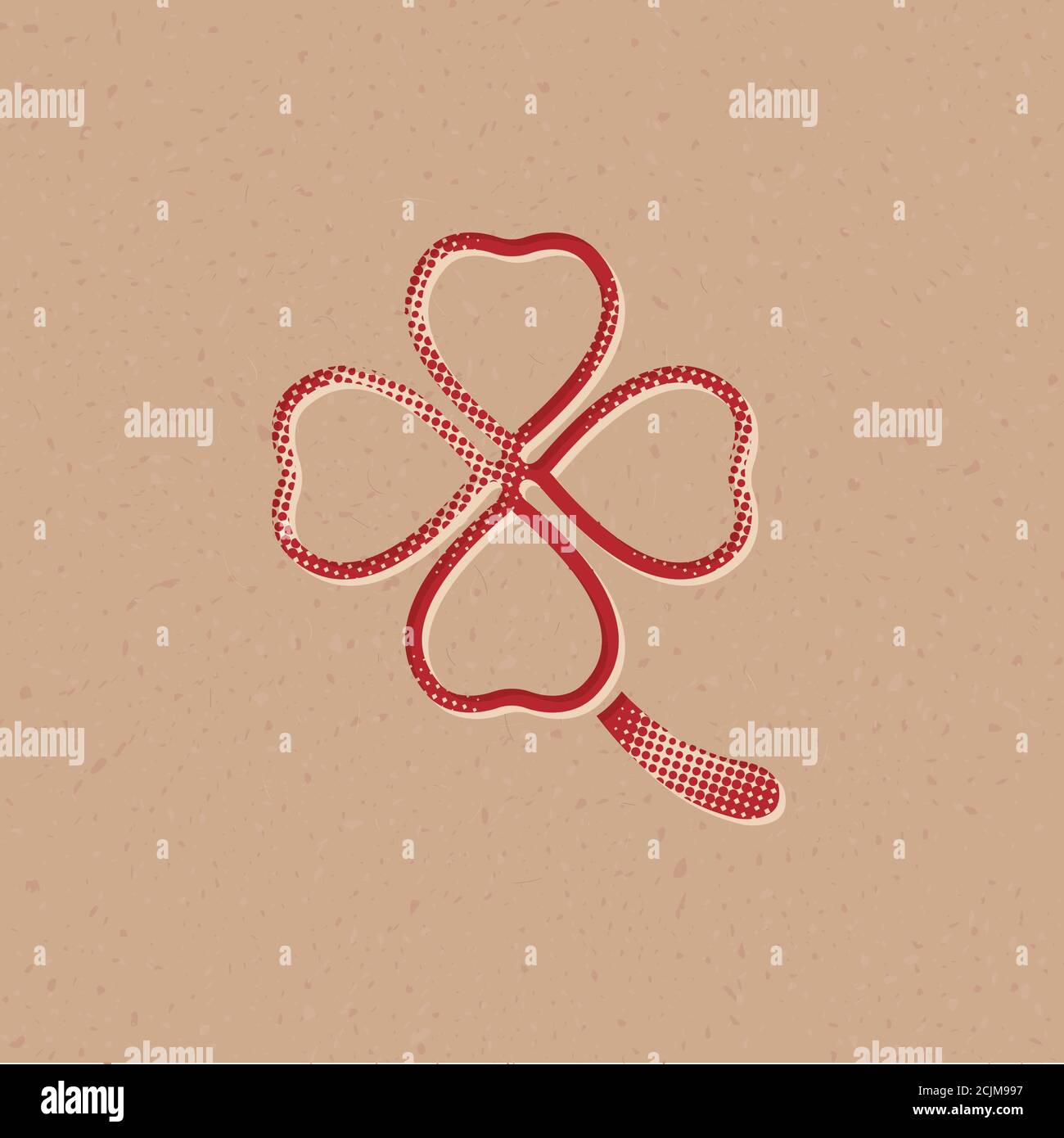 Clover icon in halftone style. Grunge background vector illustration ...