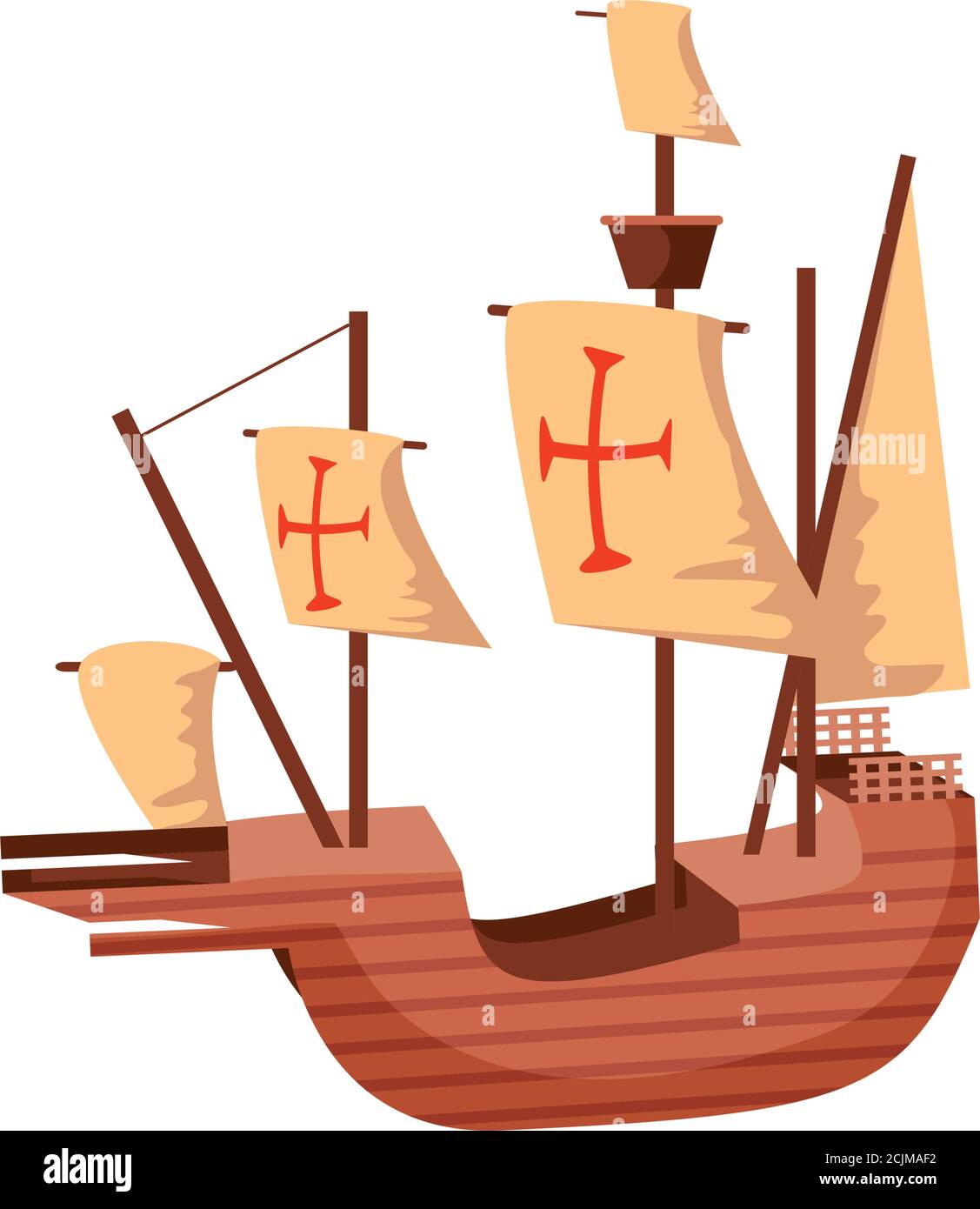 sailing ship, caravel santa maria, columbus day vector illustration ...