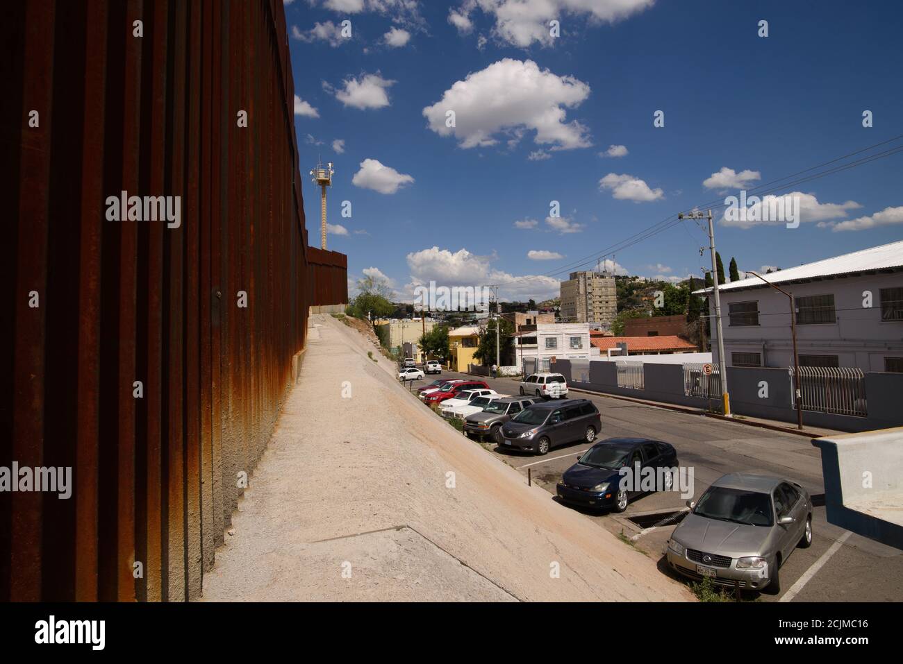 The border wall with Nogales, Arizona, USA, in Nogales, Sonora, Mexico ...