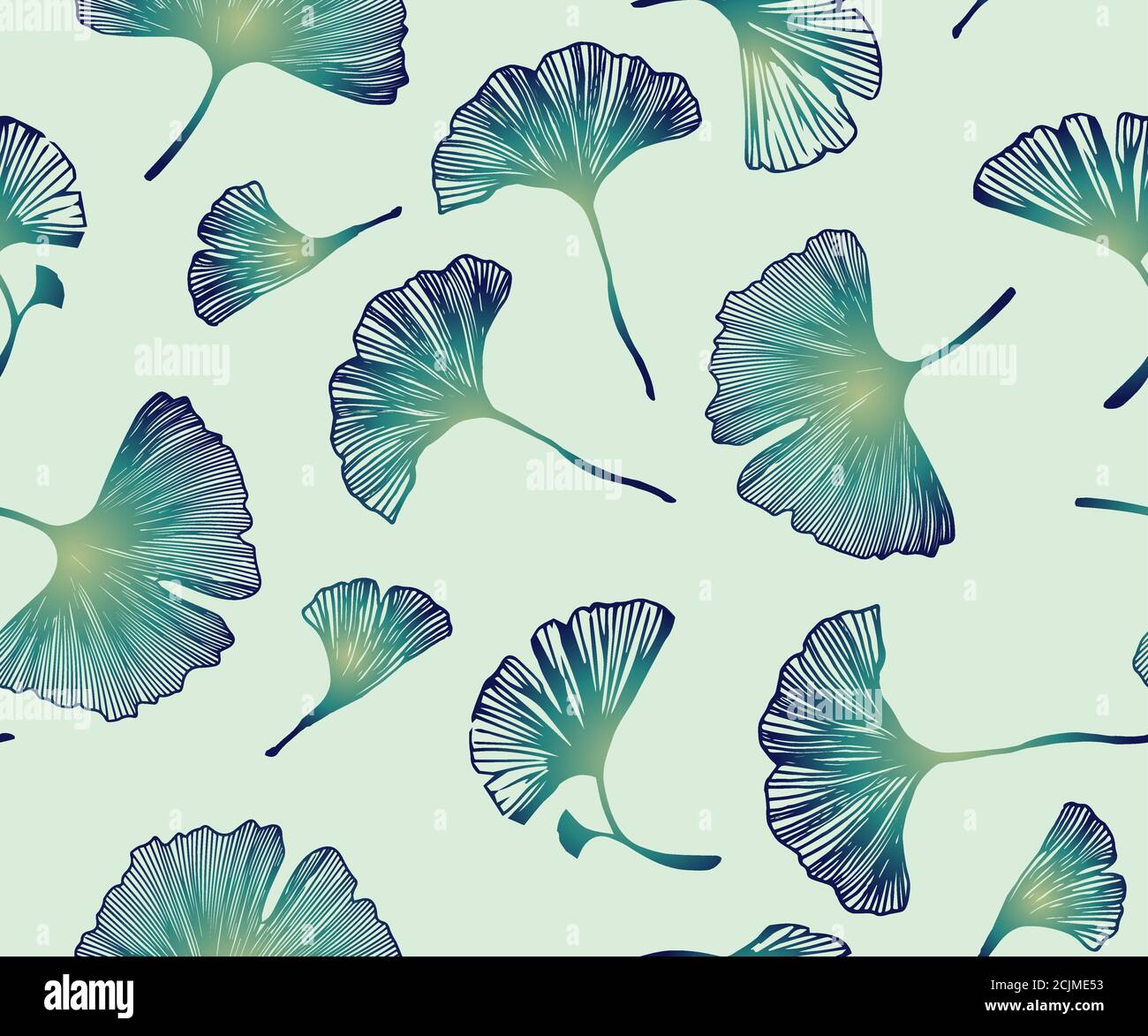 Seamless floral pattern with ginkgo leaves. Vector illustration of ...