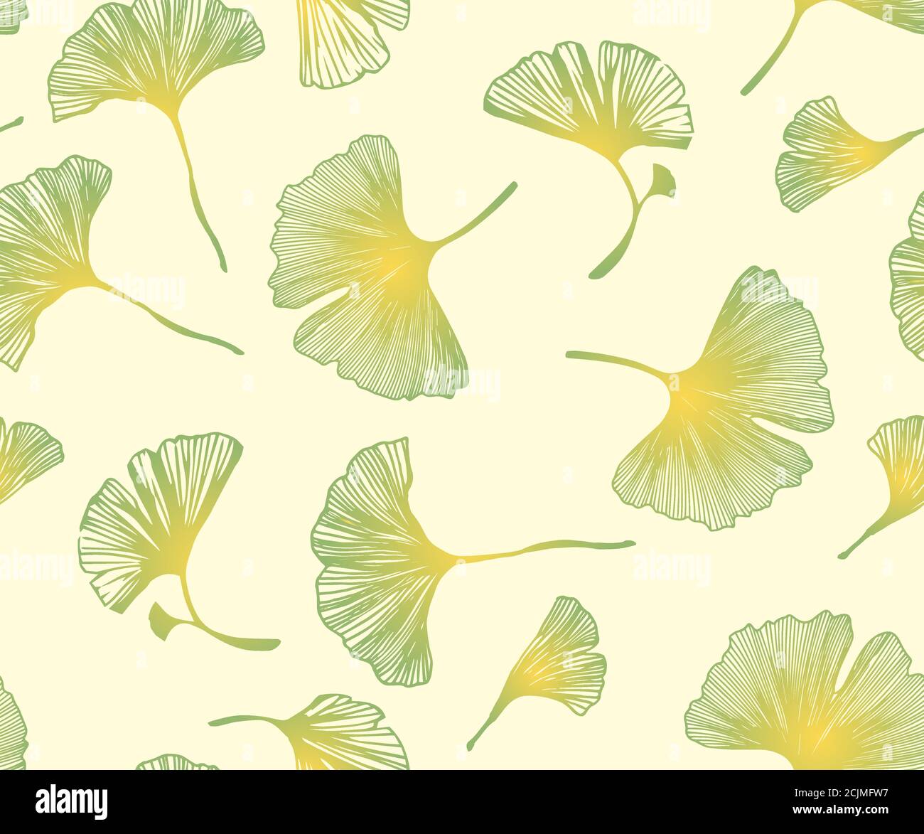 Seamless floral pattern with ginkgo leaves. Vector illustration of ...