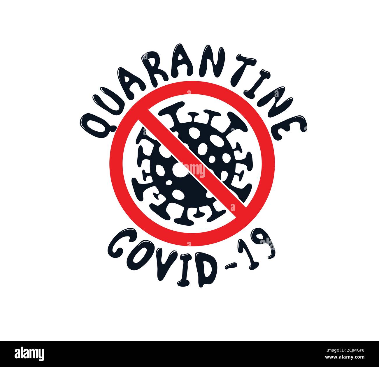 Quarantine sign of corona virus or covid-19 in black and red color ...