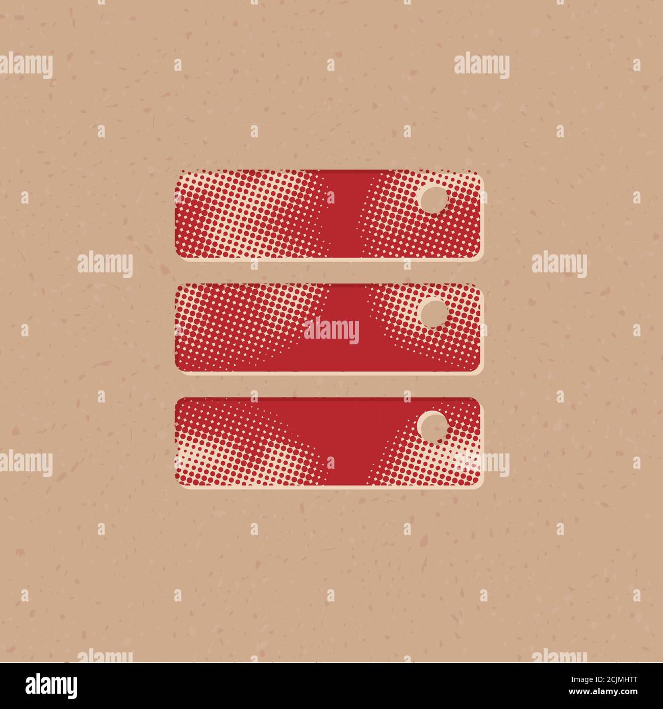 Database Icon In Halftone Style Grunge Background Vector Illustration