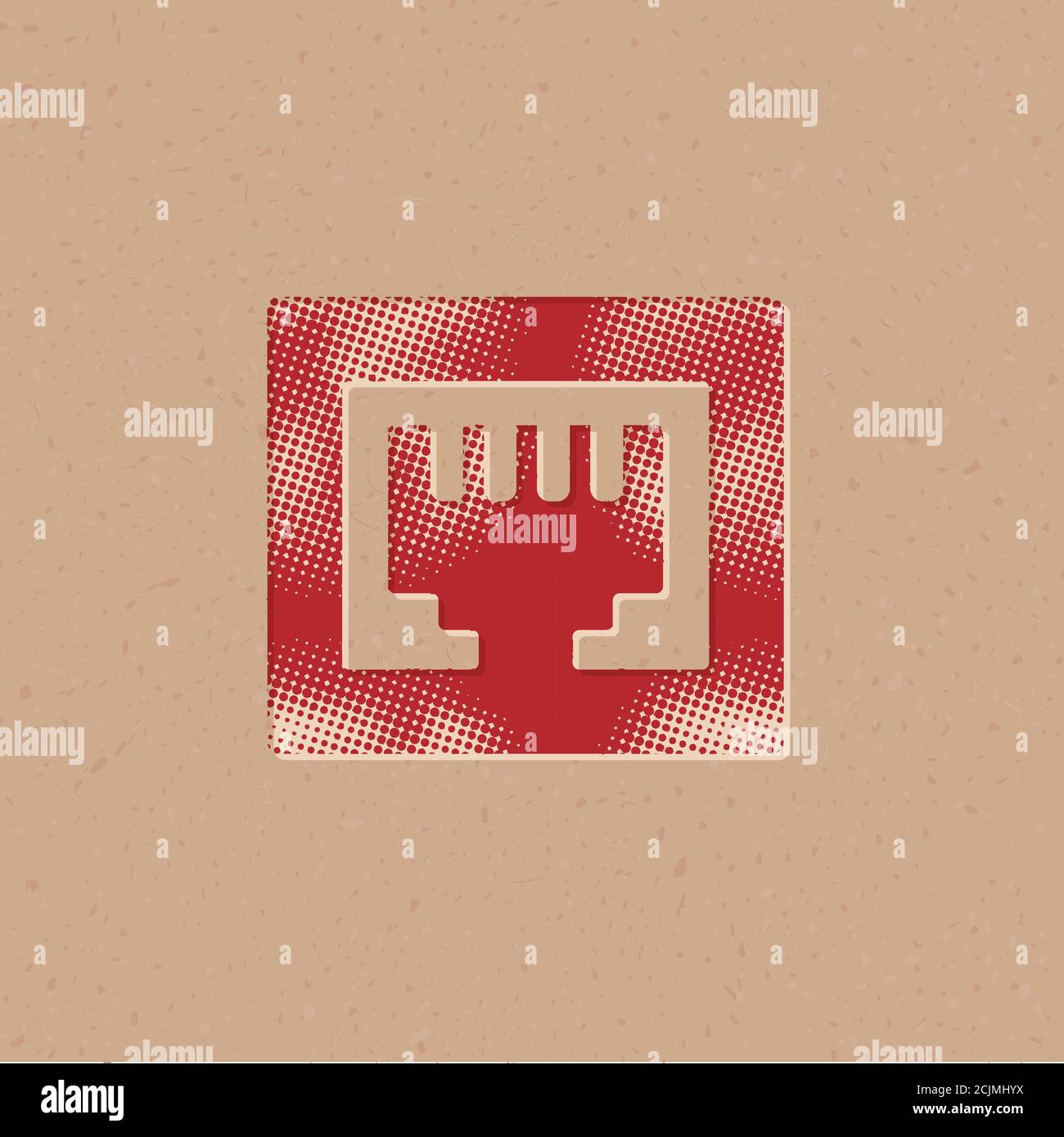 Local area connector icon in halftone style. Grunge background vector ...