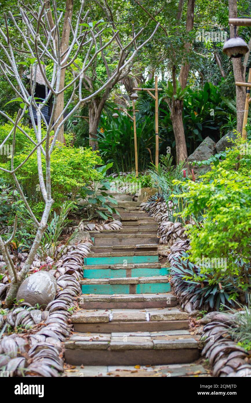 Footpath with Stairs, Resort at Ko Phangan Thailand Stock Photo - Alamy
