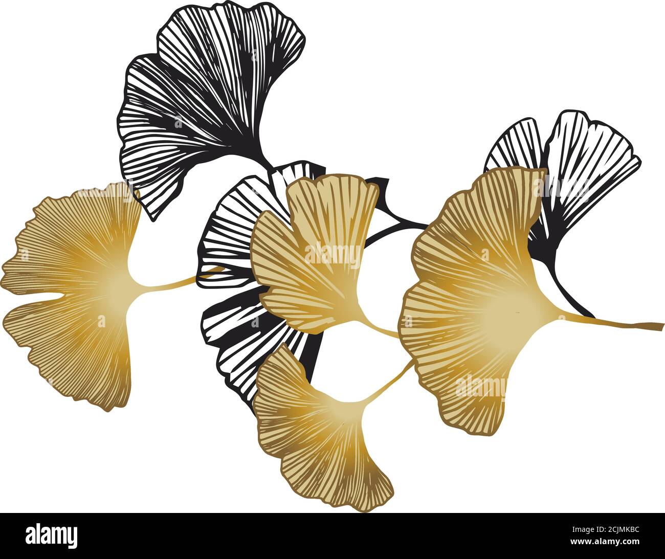 Black, yellow-gold vector seamless elegant wallpaper with leaves ...