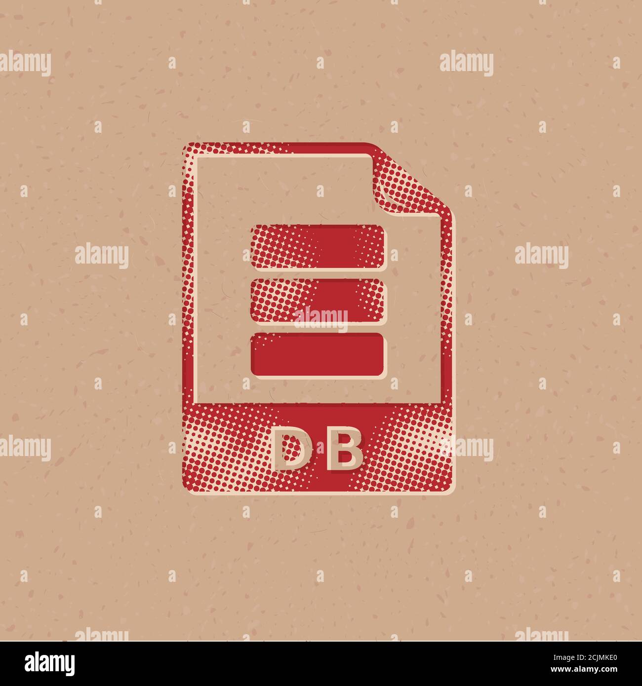 DB File format icon in halftone style. Grunge background vector ... DB File format icon in halftone style. Grunge background vector ...