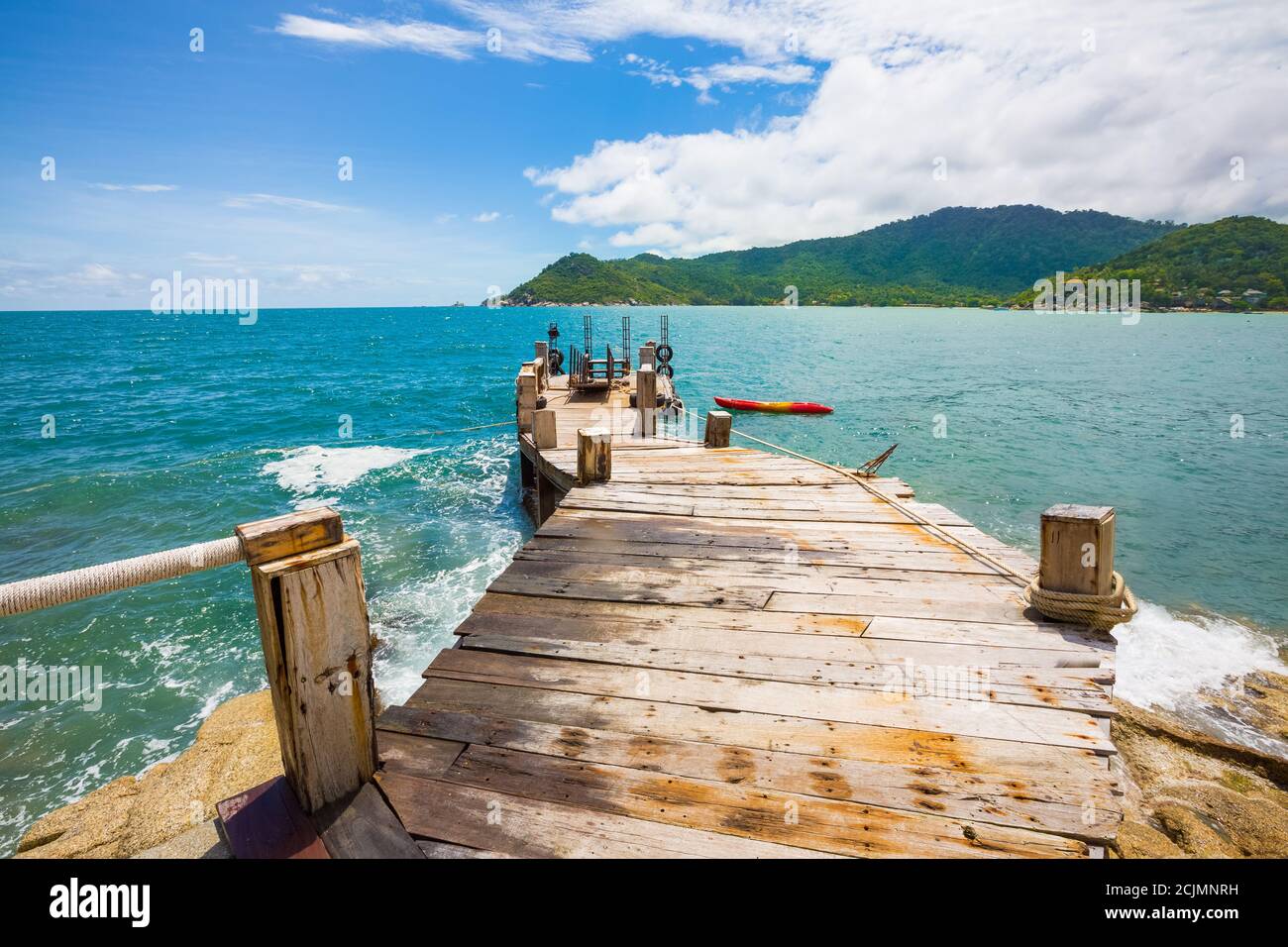 Wooden Path/footpath into water at Ko Samui Thailand at turquoise blue ...