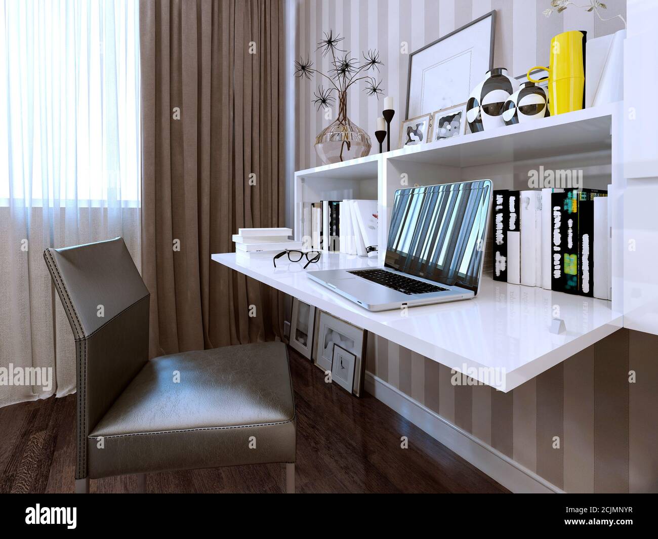 Desk contemporary style. 3d render Stock Photo - Alamy