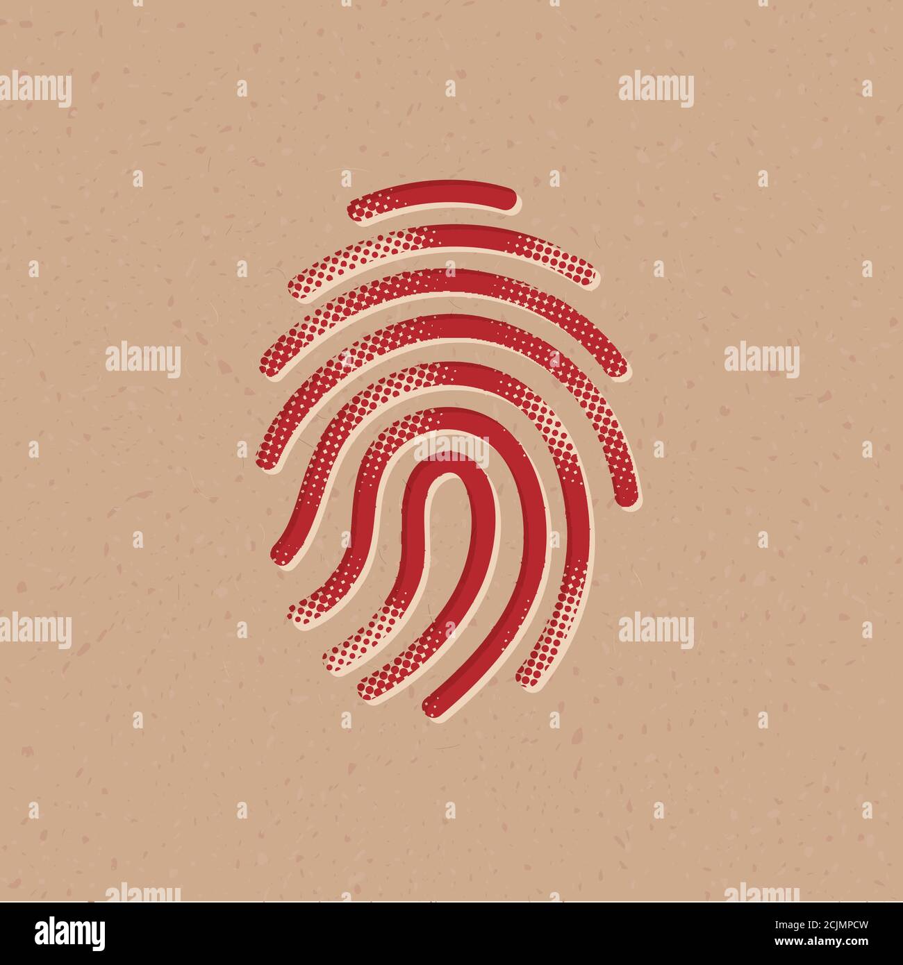 Fingerprint icon in halftone style. Grunge background vector ...