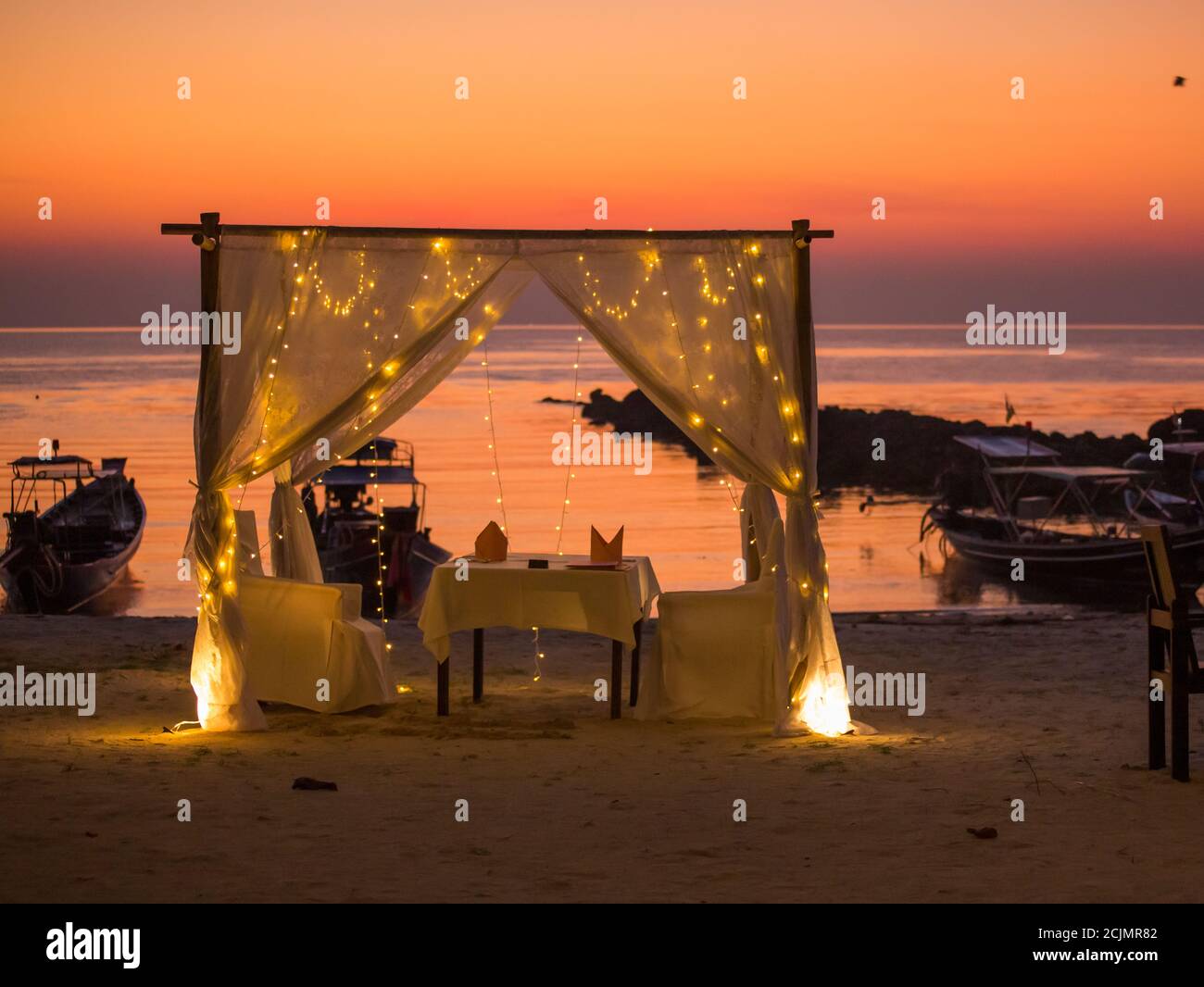 Romantic honeymoon privat dinner table at resort at Ko Samui Thailand ...