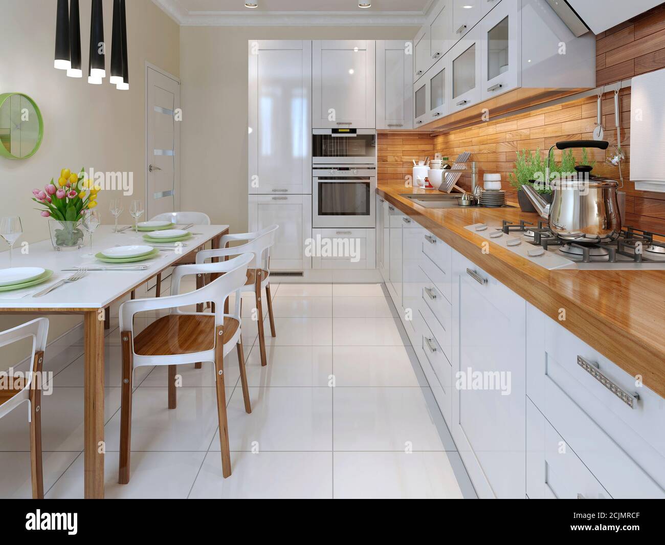 Kitchen, avant-garde style. 3d render Stock Photo - Alamy