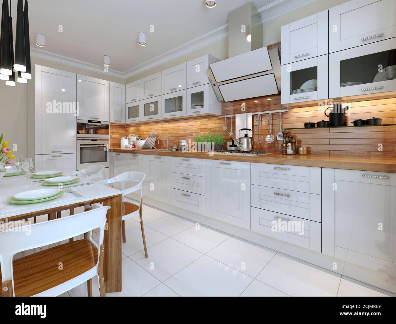 Modern kitchen. 3d render Stock Photo - Alamy