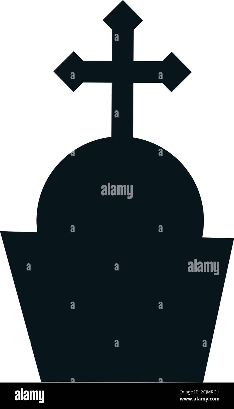 grave with cross design, death tomb cementary and scary theme Vector ...
