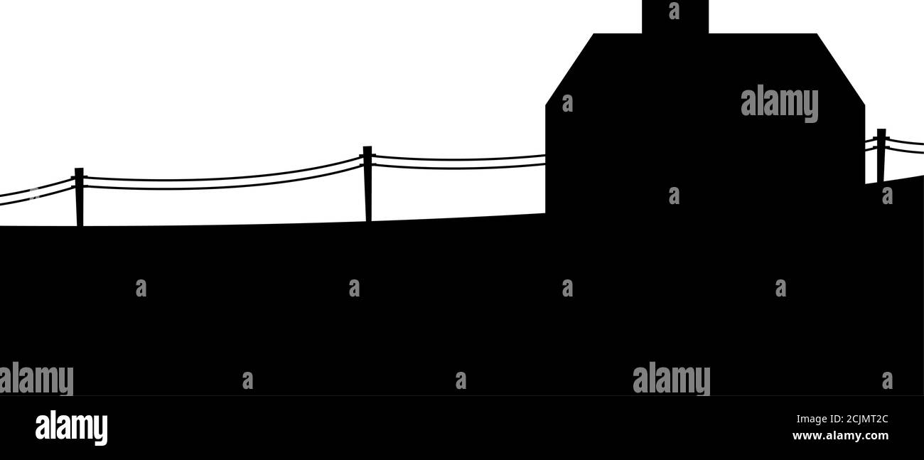 House silhouette with fence design, Home real estate building ...