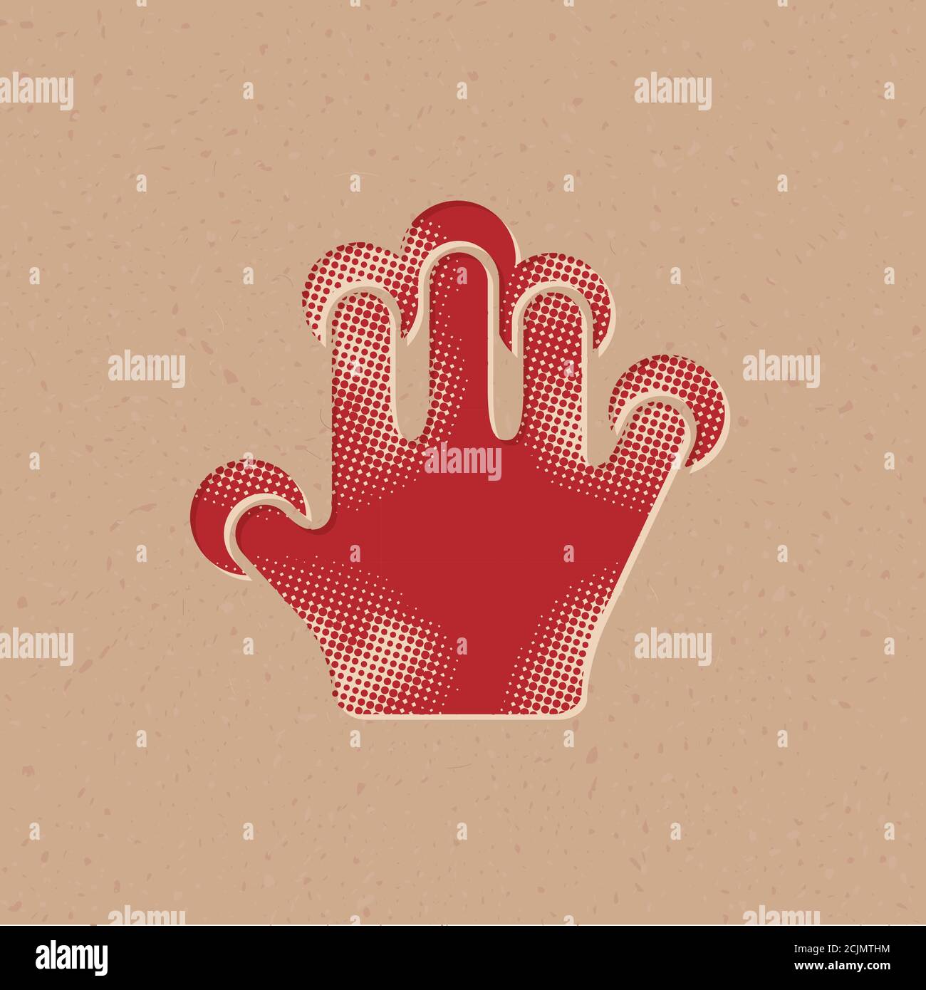 Finger gesture icon in halftone style. Grunge background vector ...
