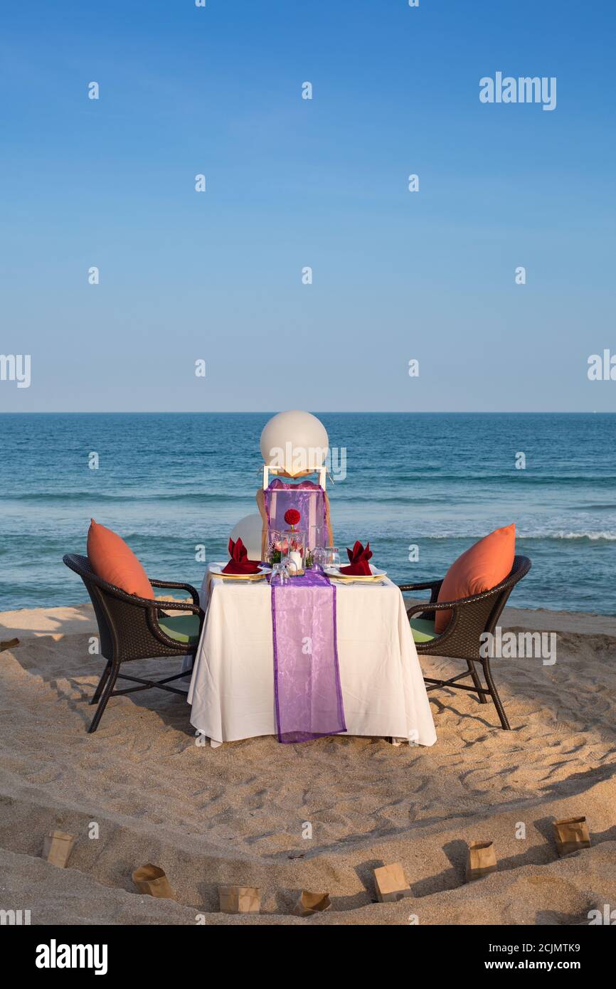Romantic honeymoon privat dinner table at resort at Ko Samui Thailand ...