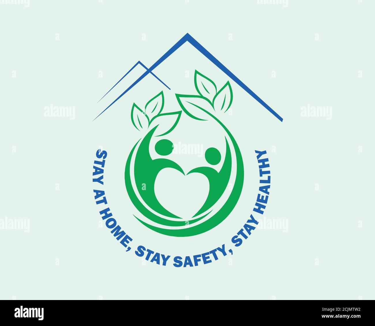 A bold vector sign for stay at home stay safety stay healthy with green ...