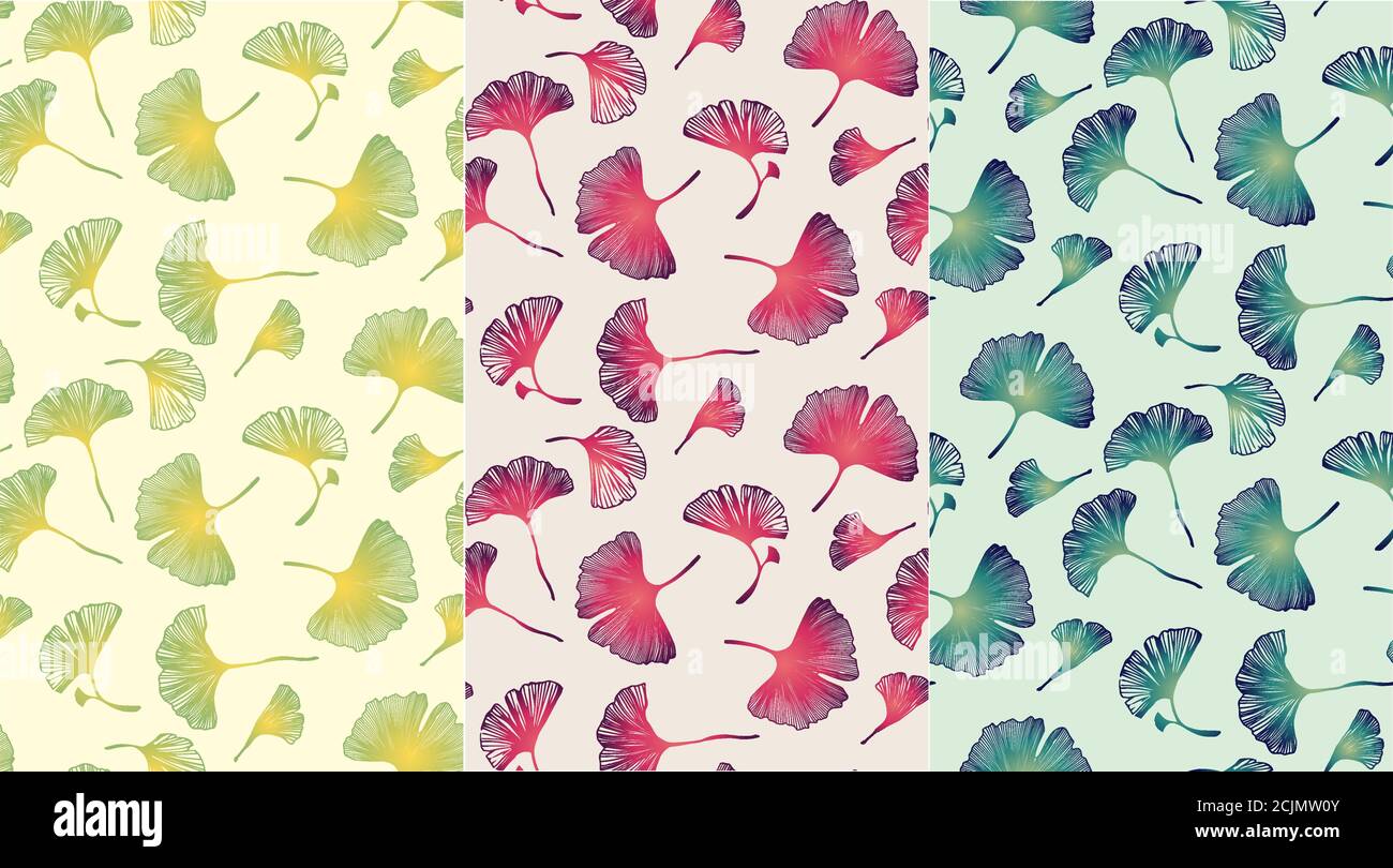 Seamless floral pattern with ginkgo leaves. Vector illustration of ...