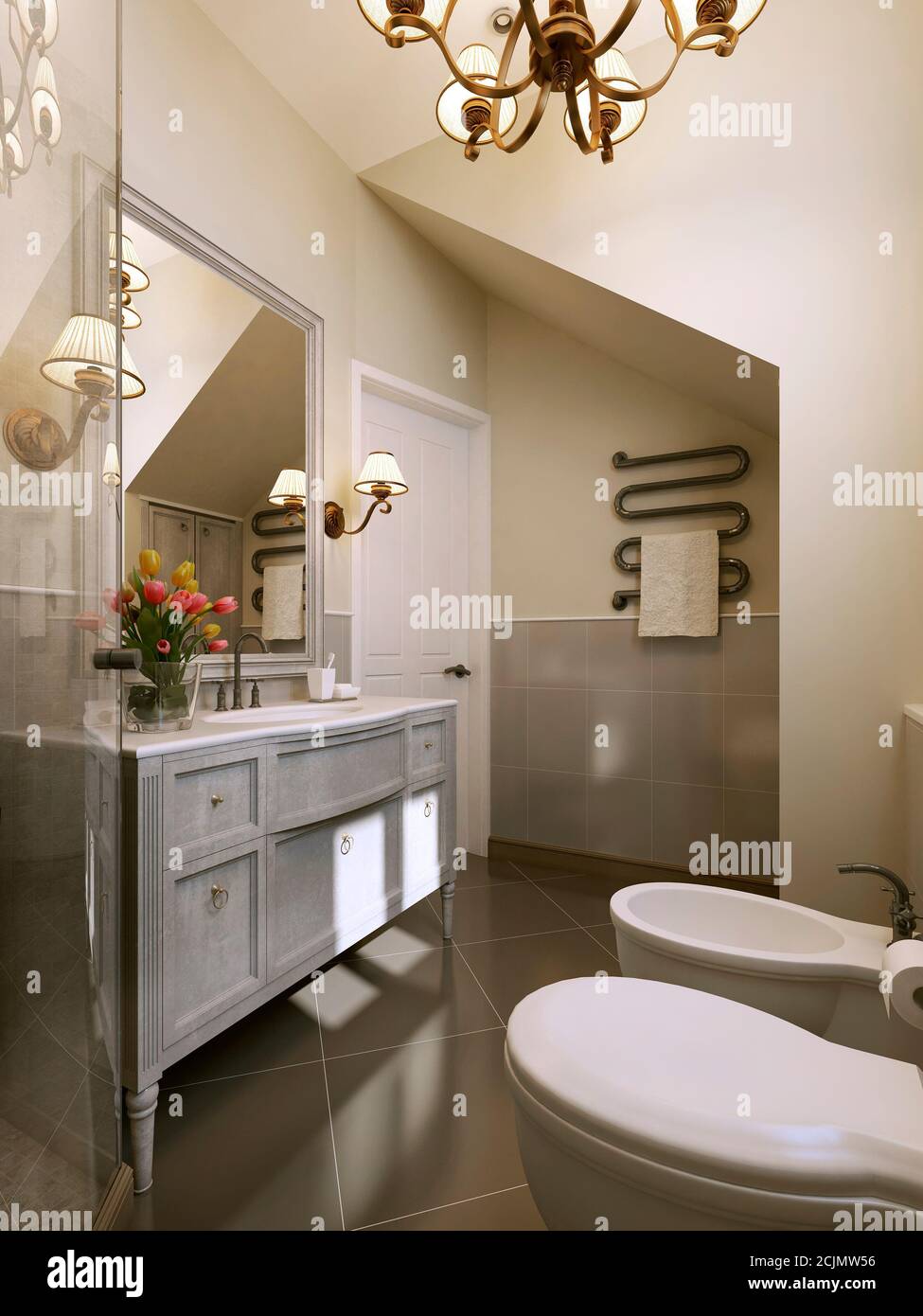 Bathroom modern style. 3d render Stock Photo - Alamy