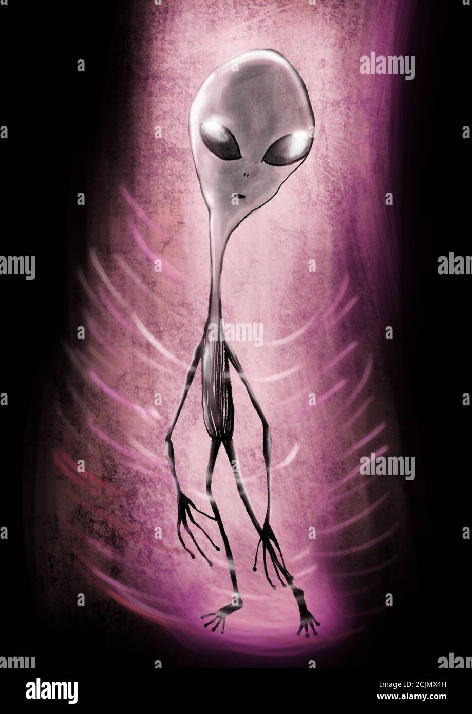 Illustration of a Supernatural Alien sighting creature Stock Photo - Alamy