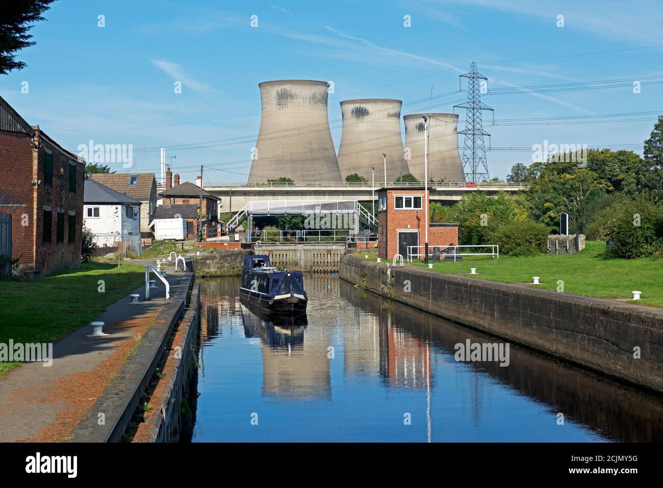 Narrowboat on the Aire & Calder Navigation at Ferrybridge, West ...