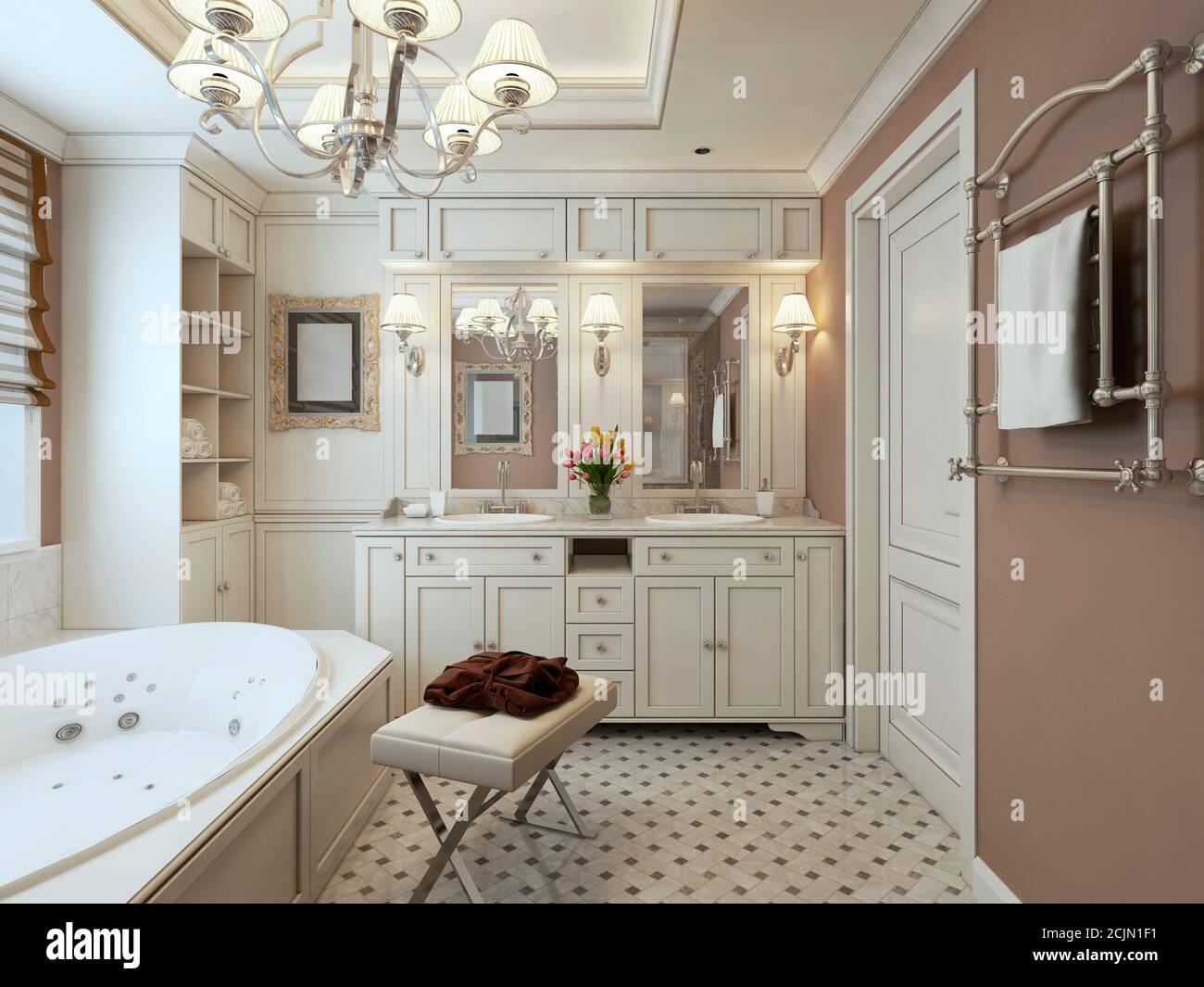 classic Bathroom. 3d render Stock Photo - Alamy