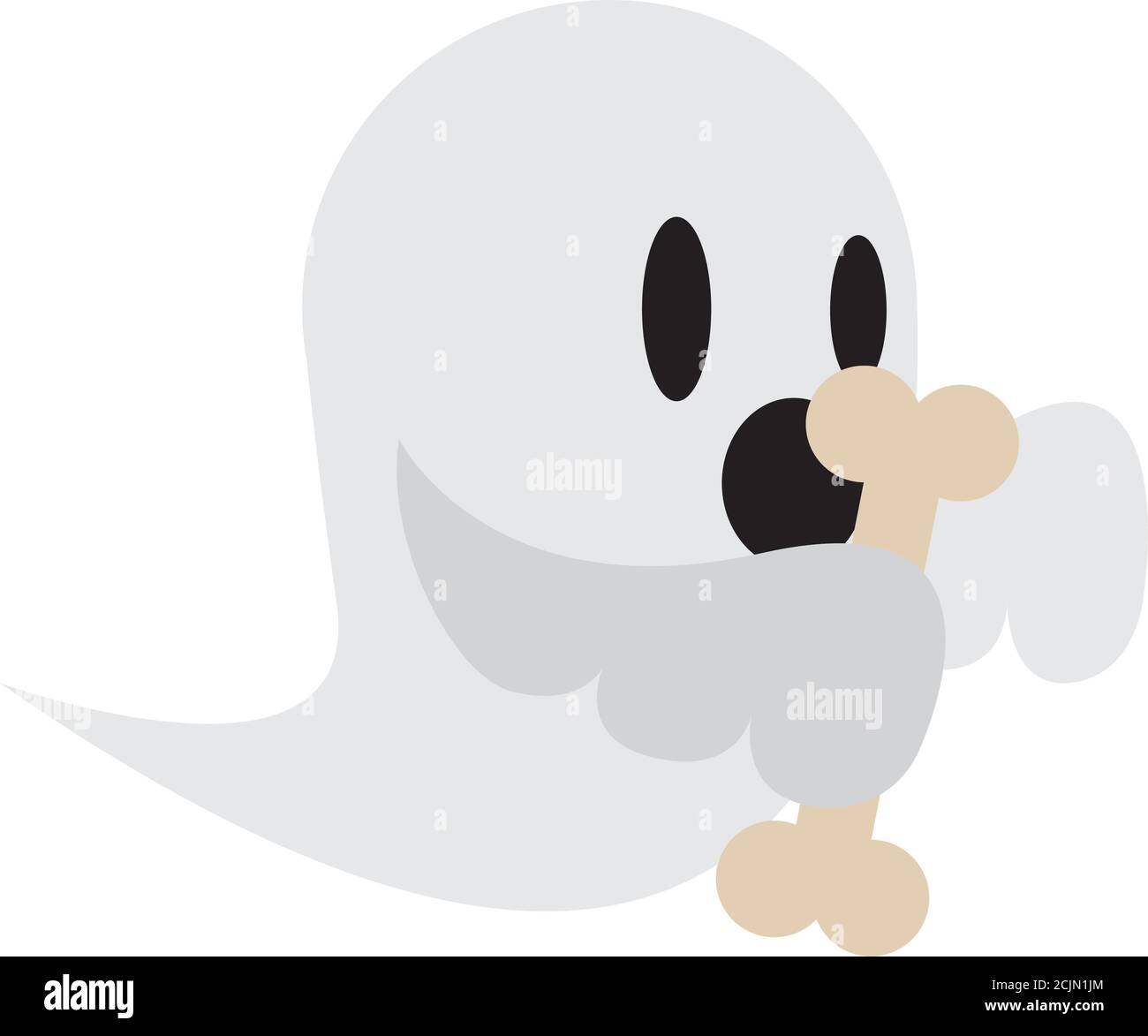 Halloween ghost cartoon with bone design, Holiday and scary theme ...